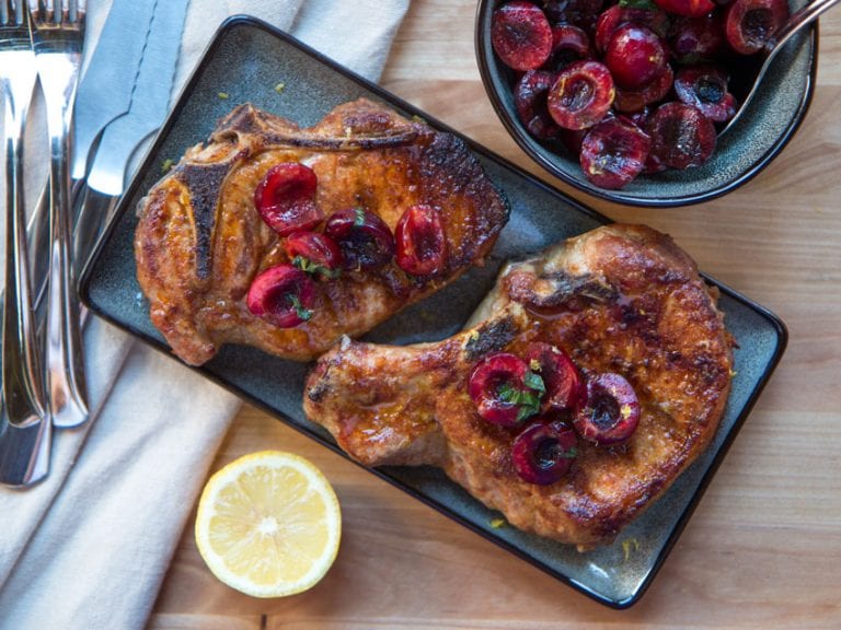 Pork Chops Cherry Relish - FlavCity with Bobby Parrish